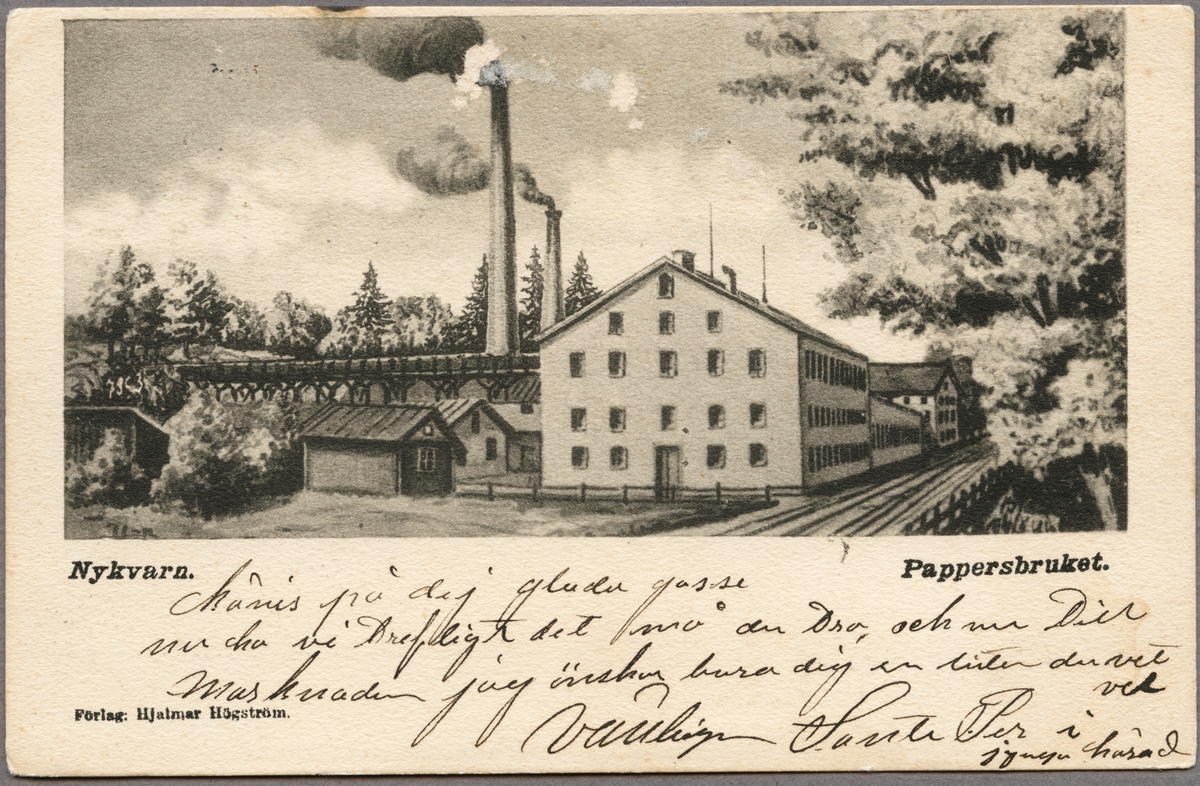 Pappersbruk i Nykvarn. - Järnvägsmuseet / DigitaltMuseum