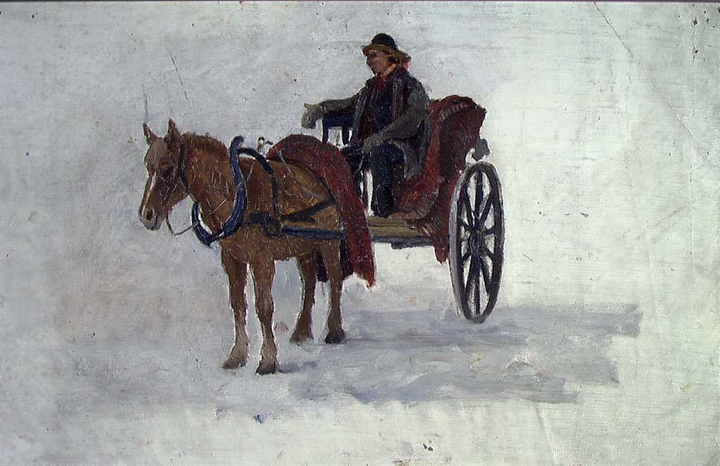 Mann med hest og kjerre [Maleri] - Nasjonalmuseet ...